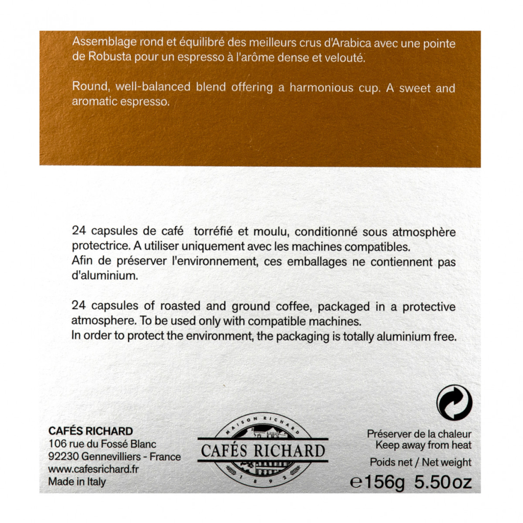 Café expresso capsules premium n°1 pour machine Ventura Richard x24 ...